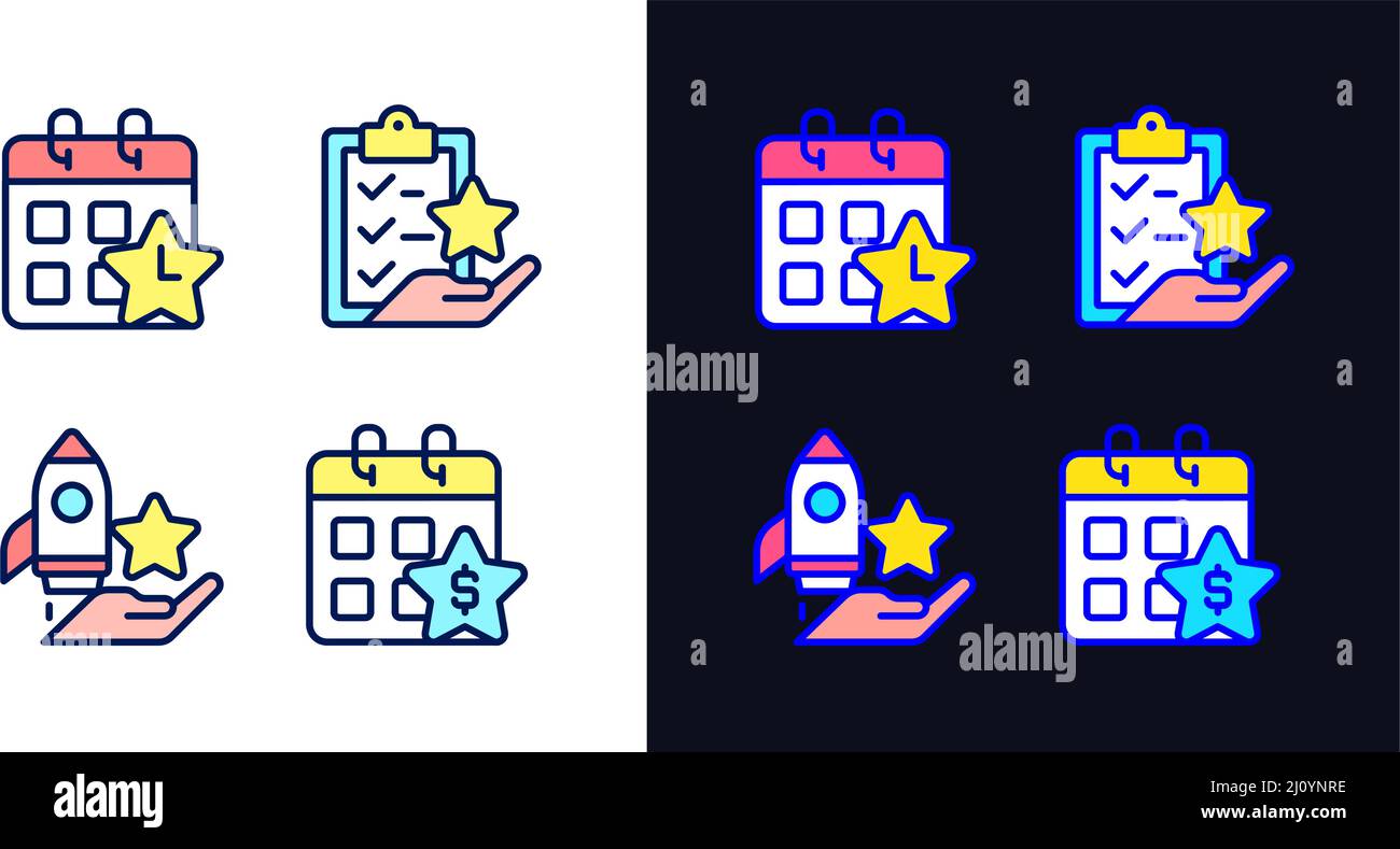 Employee bonus program pixel perfect light and dark theme color icons ...