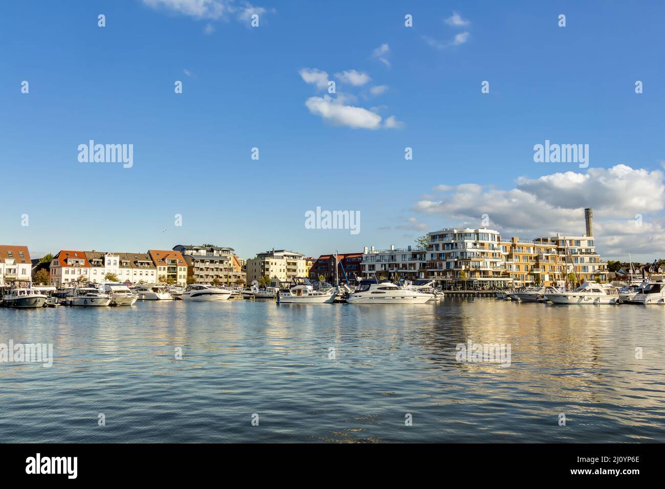 Boats and small yachts in the port of Waren an der MÃ¼ritz, Mecklenburg ...