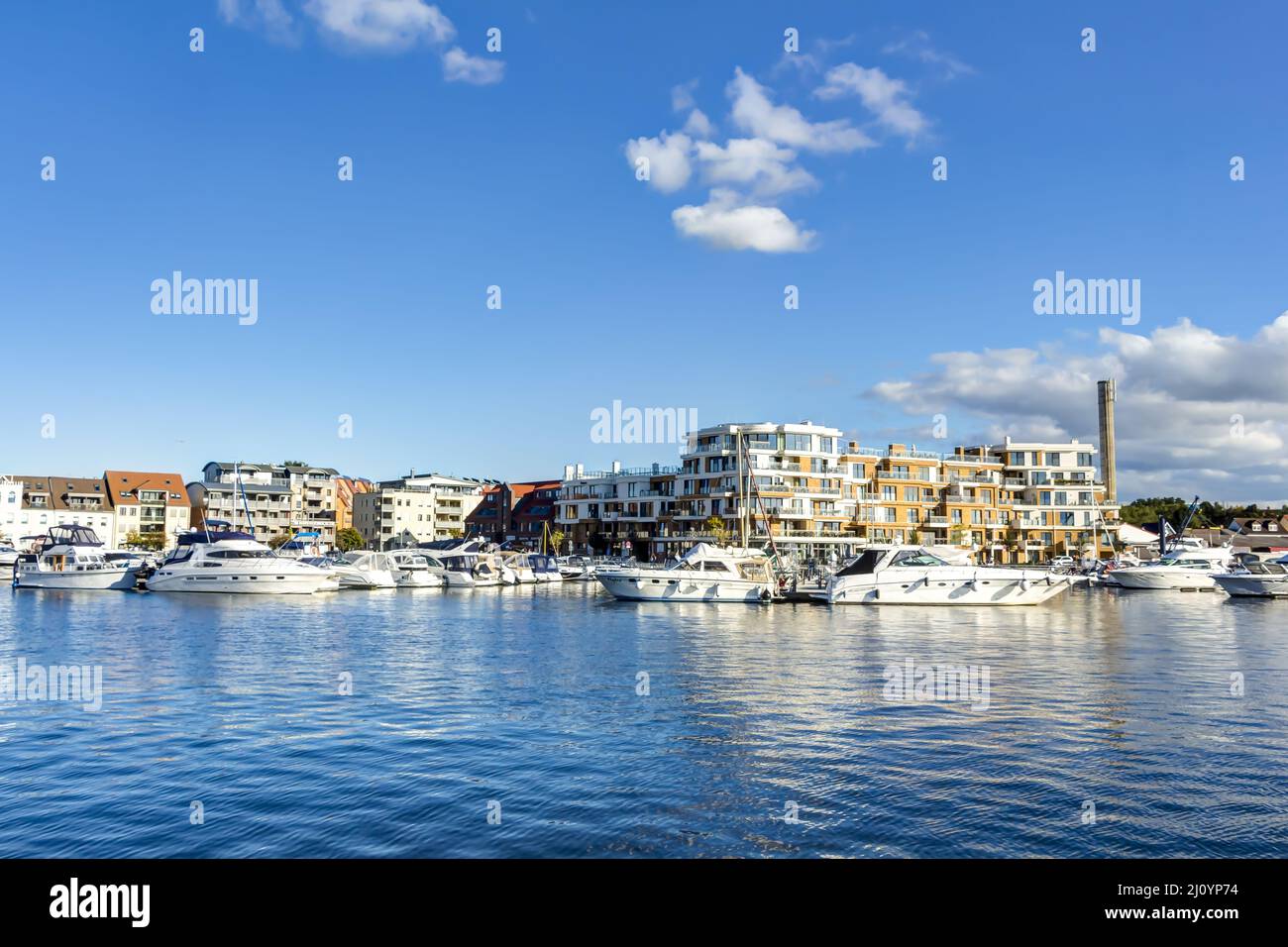 Boats and small yachts in the port of Waren an der MÃ¼ritz, Mecklenburg ...