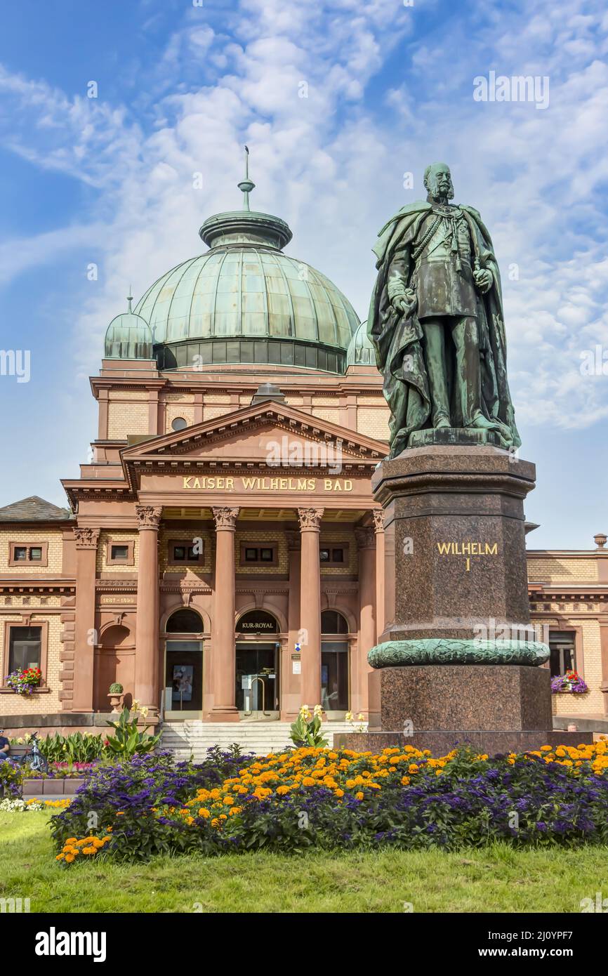 Statue of the German Emperor Wilhelm I in front of the Kaiser-Wilhelms ...
