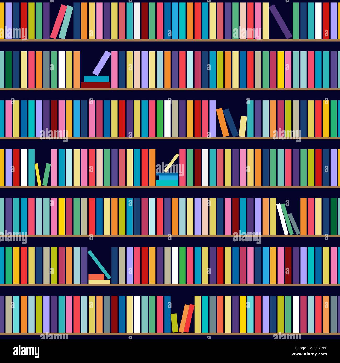 Wooden bookcase full of different books. Seamless pattern. Education ...