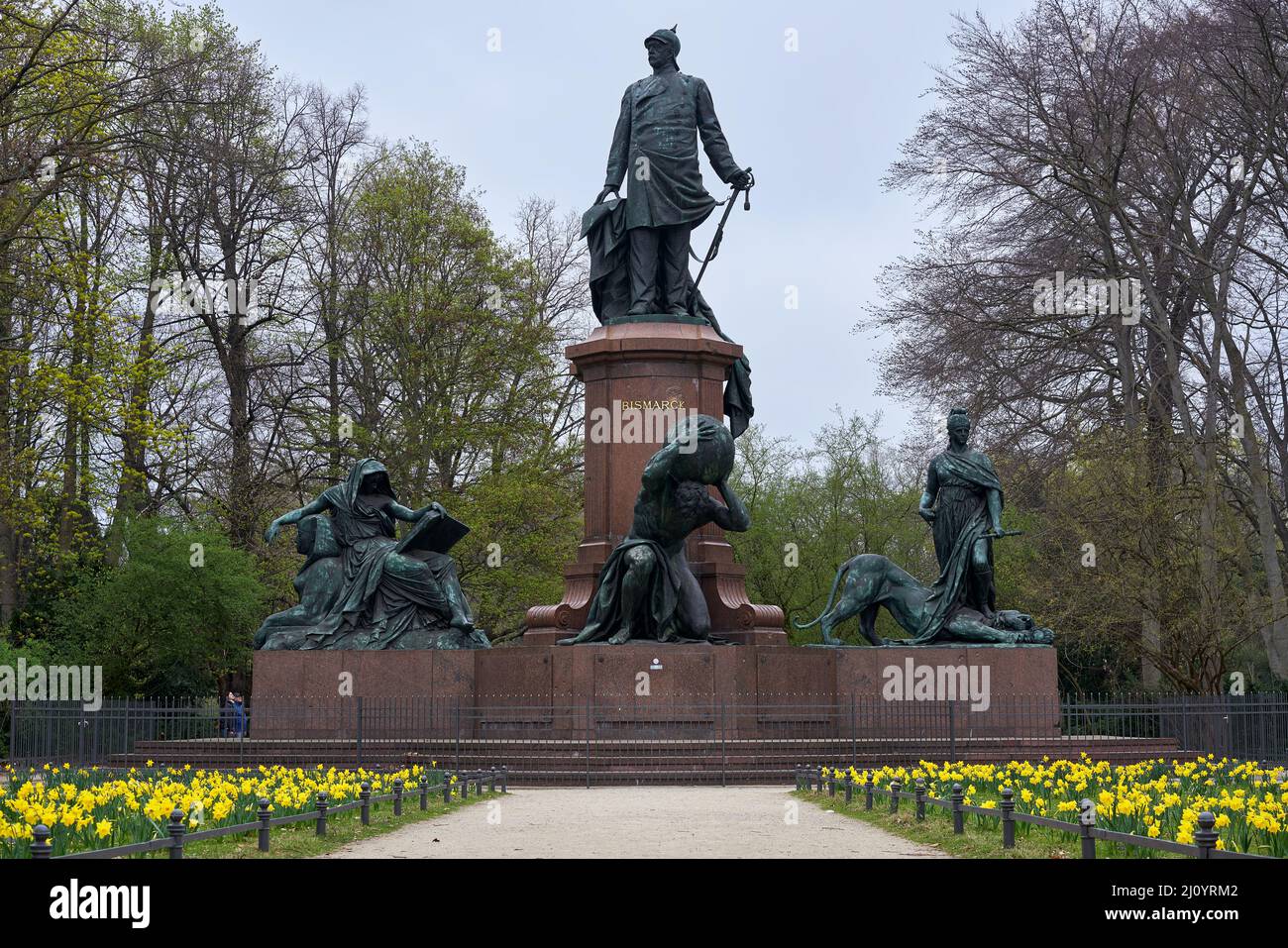 Statue at Bismarck Nationaldenkmal Memorial in the Berlin Tiergarten ...