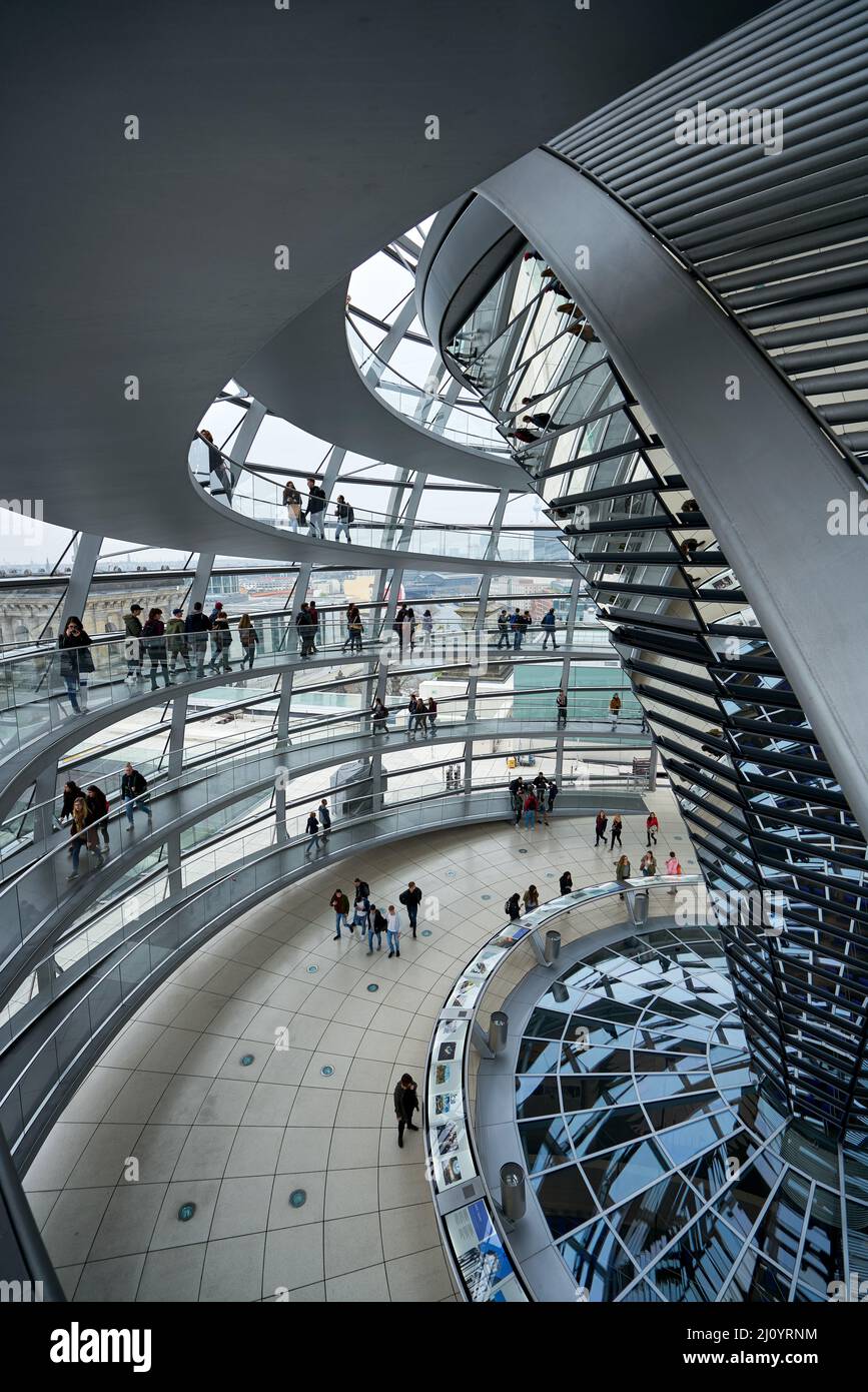 Interior of German Reichstag Parliament glass structure building Stock ...