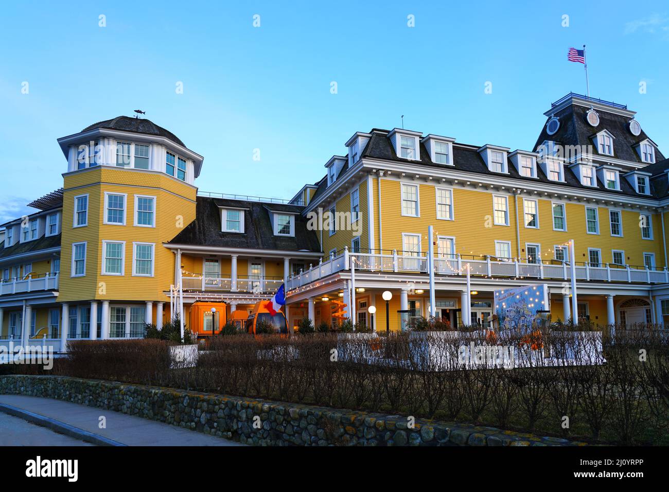 WATCH HILL, RI -5 MAR 2022- View of the Ocean House, a landmark ...