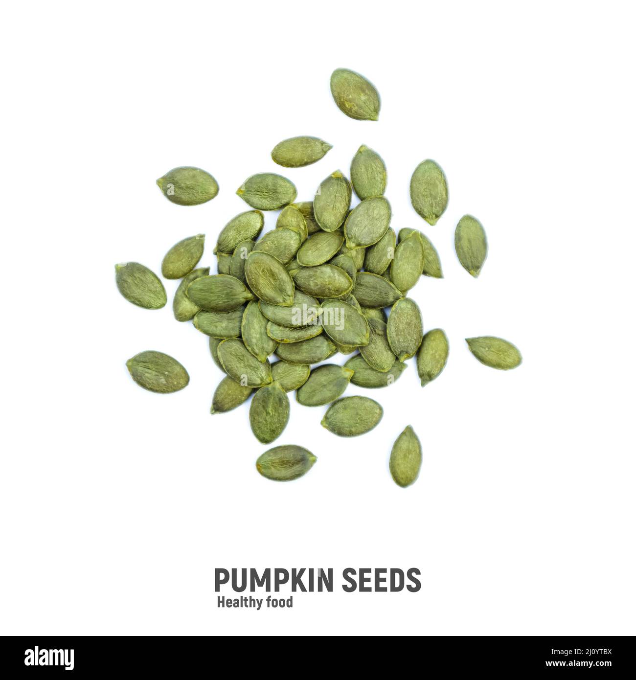 Pile of pumpkin seeds isolated on white background. Organic food, top ...
