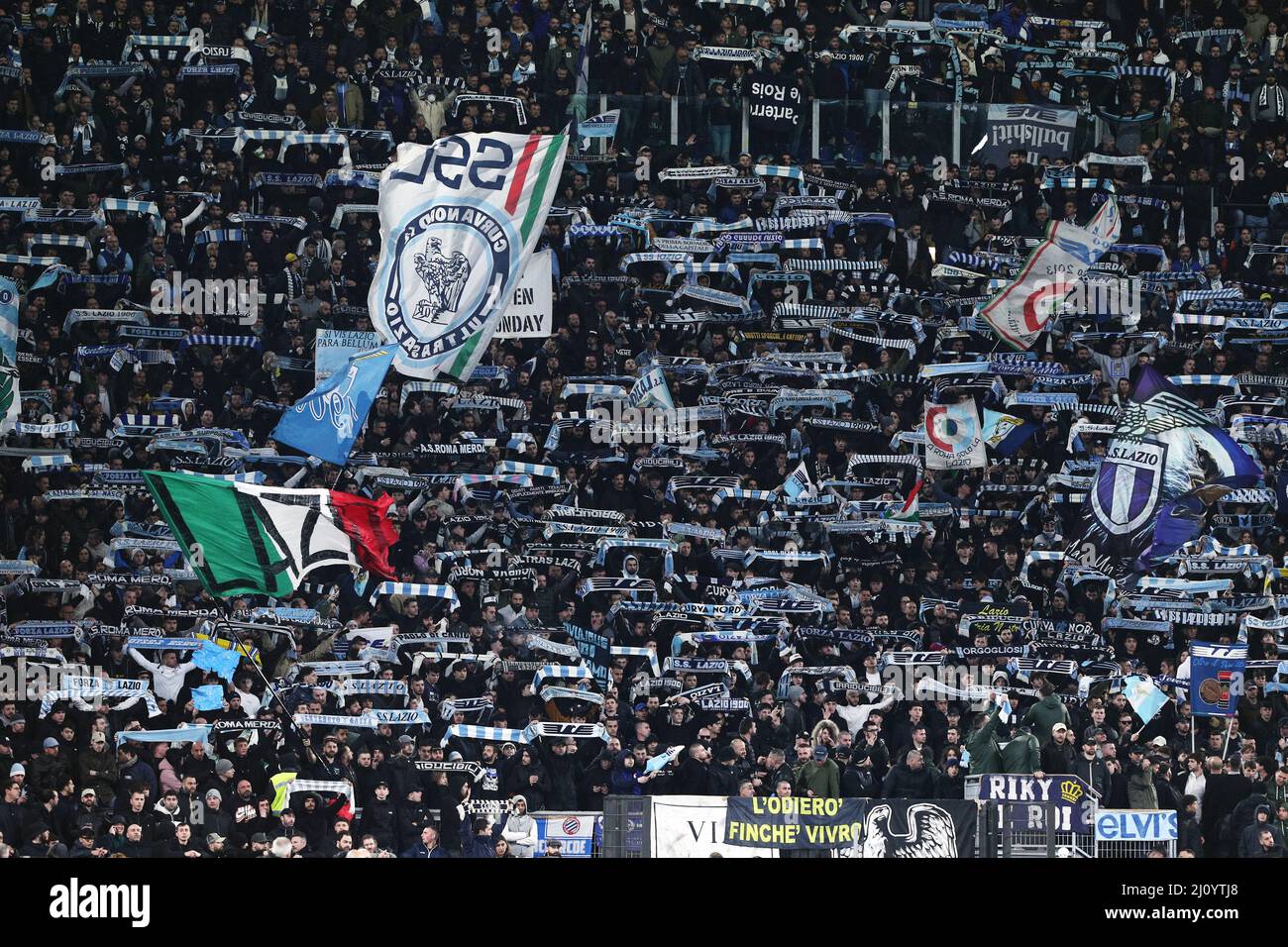 Lazio supporters on the stands during the Italian championship Serie A ...