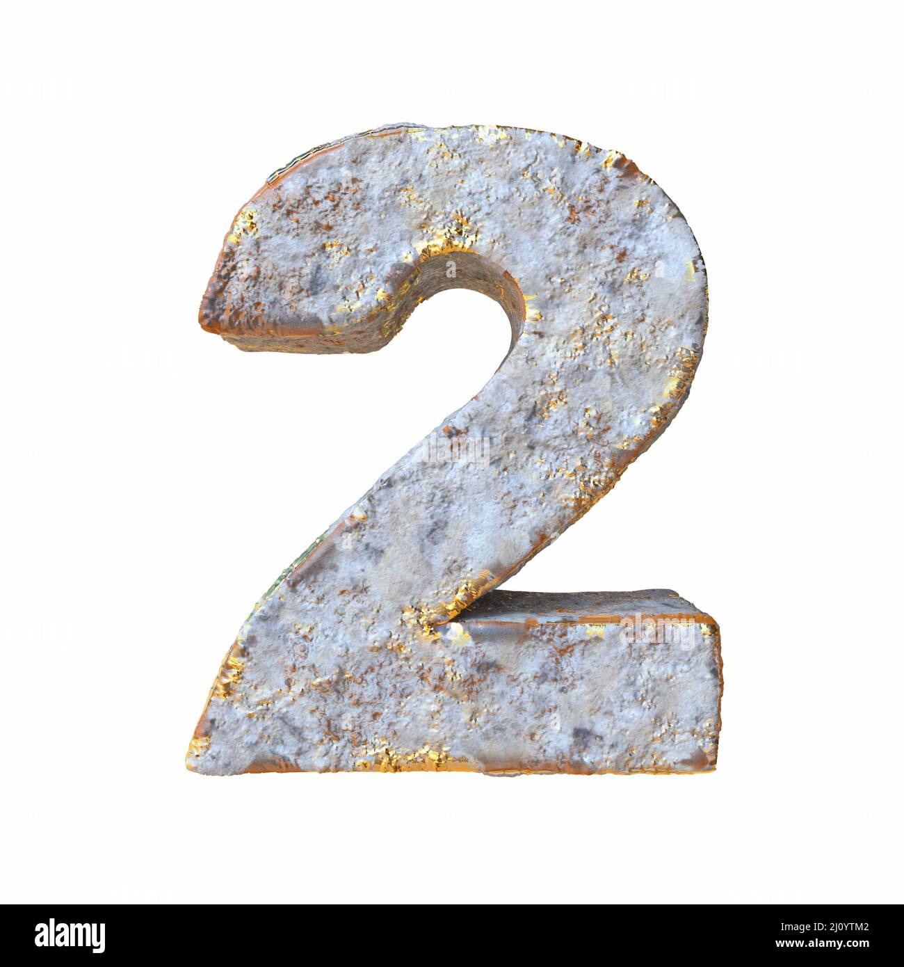 Stone with golden metal particles Number 2 TWO 3D Stock Photo - Alamy