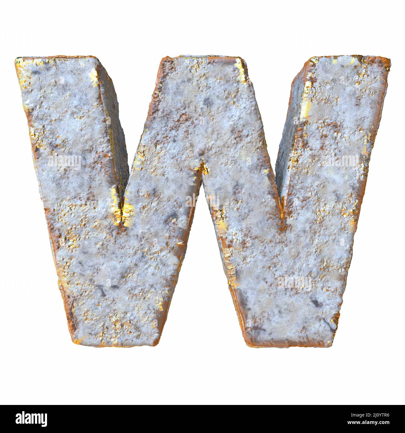 Stone with golden metal particles Letter W 3D Stock Photo - Alamy