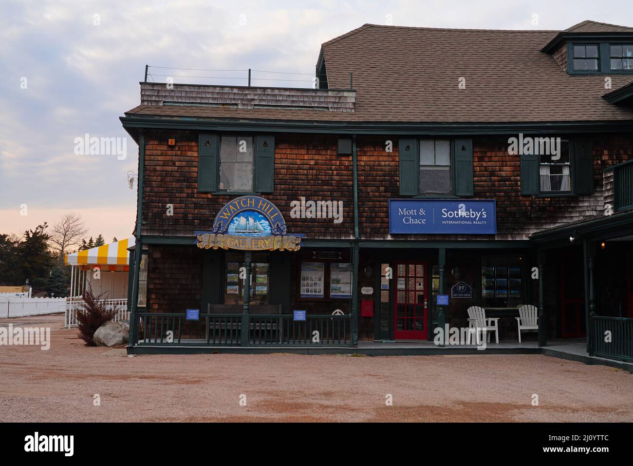 WATCH HILL, RI -5 MAR 2022- View of Watch Hill, an affluent beach ...