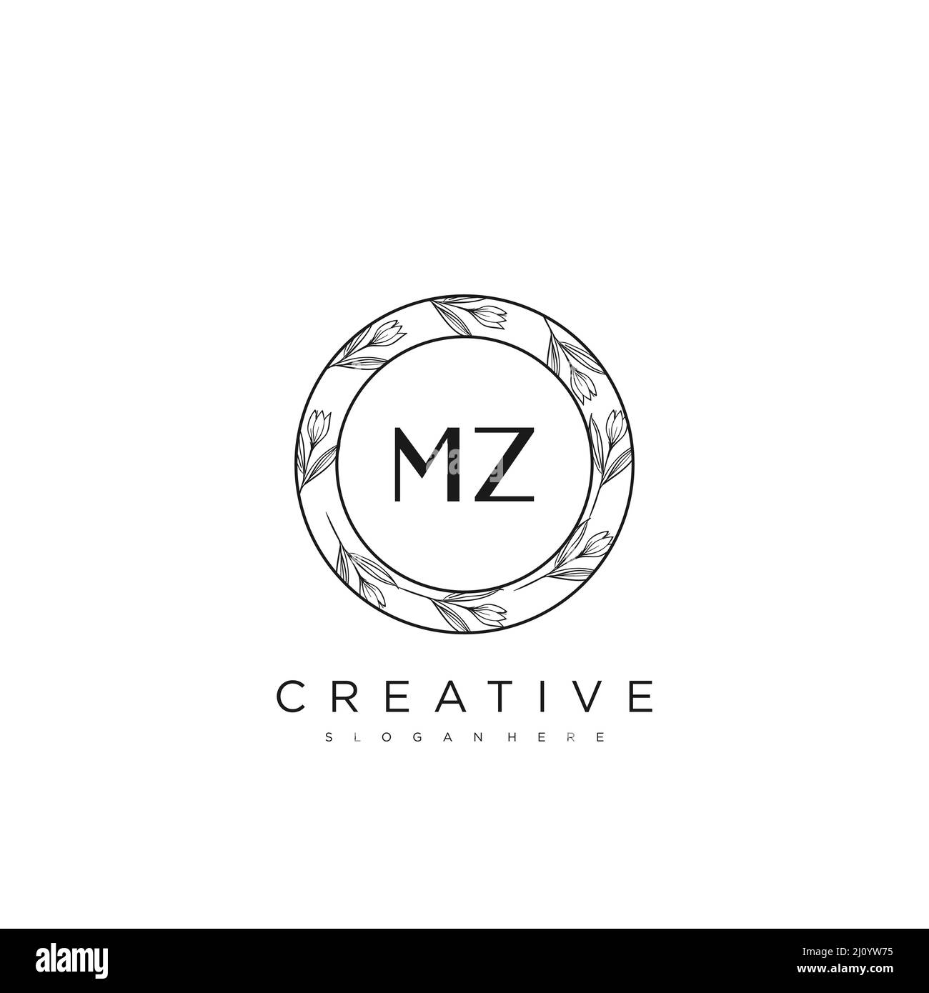 MZ Initial Letter Flower Logo Template Vector premium vector Stock ...