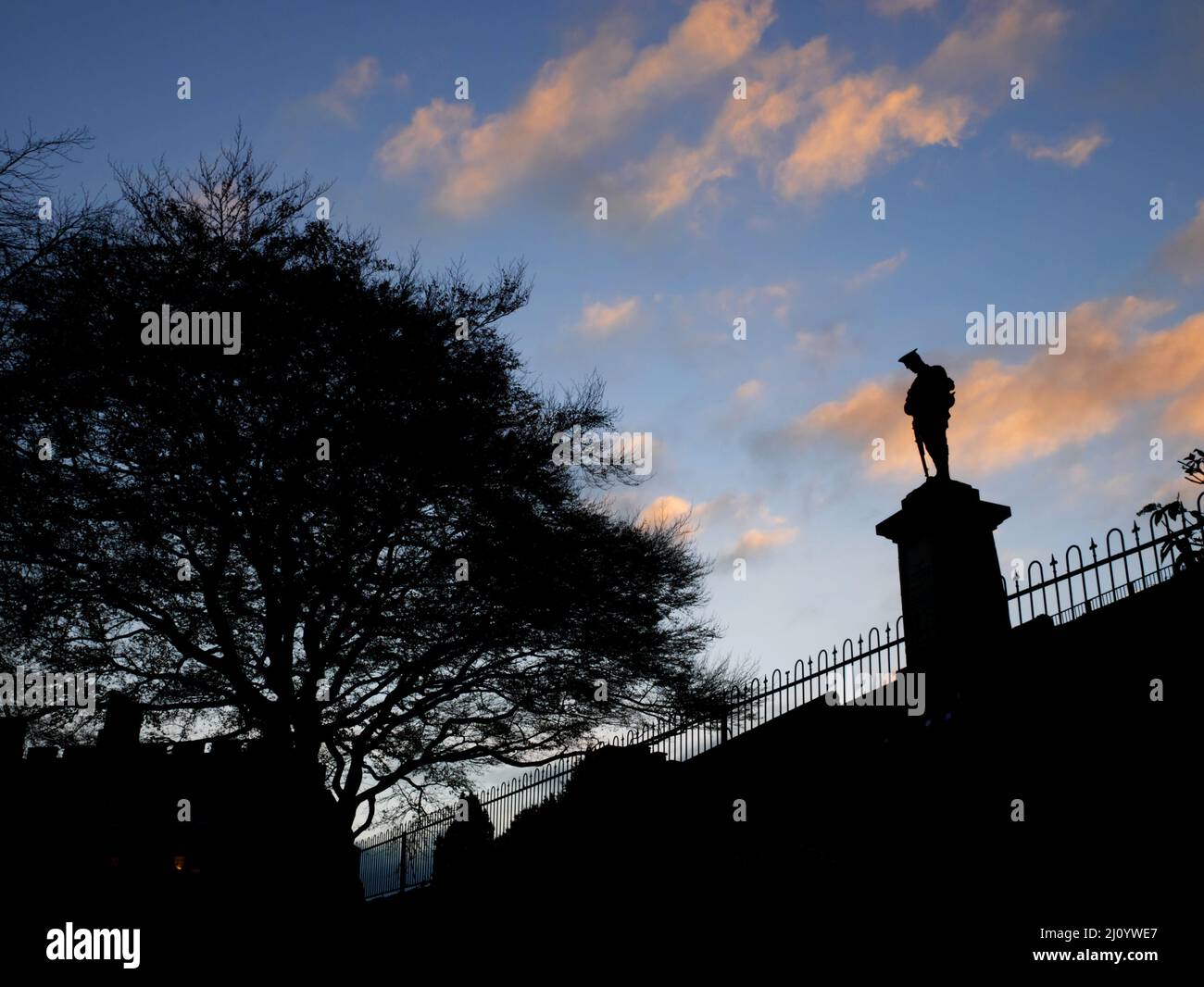 The War Memorial at Clitheroe Castle, Lancashire, seen at dusk Stock ...