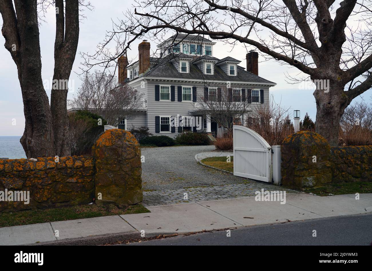WATCH HILL, RI -5 MAR 2022- View of Watch Hill, an affluent beach ...