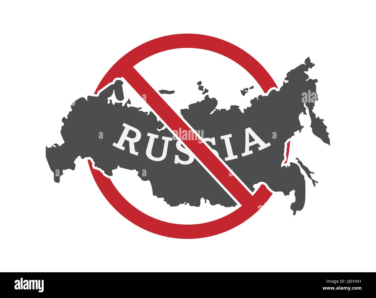 A forbidding sign with a silhouette of the territory of Russia Stock ...