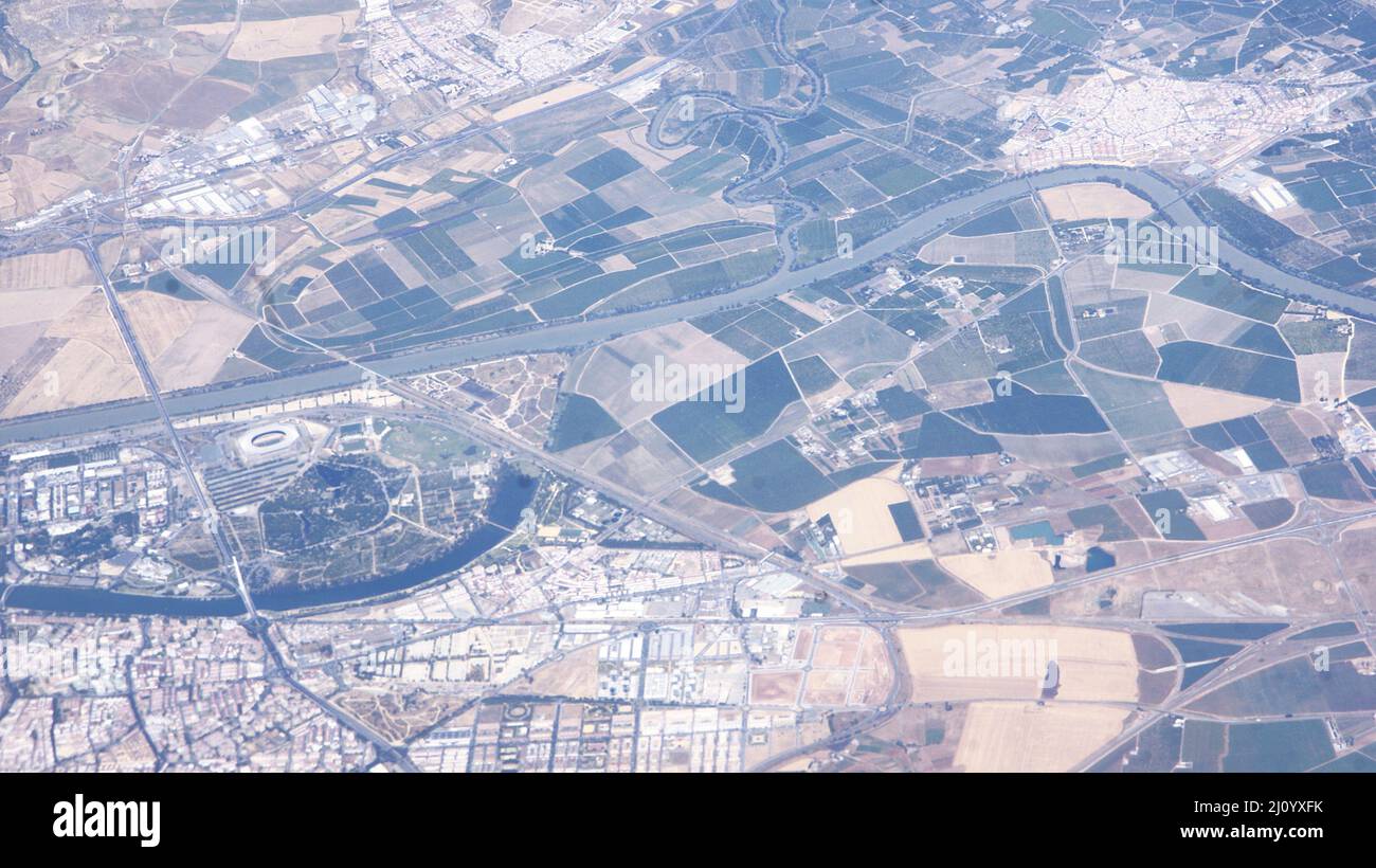 Aerial view from a commercial airplane in Spain, Europe Stock Photo - Alamy