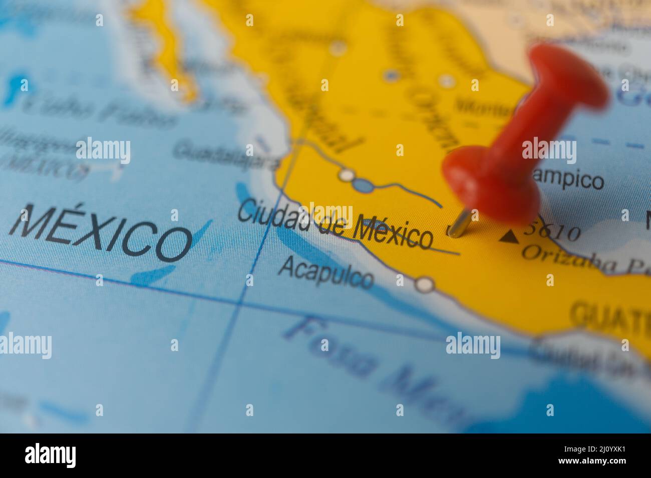 mexico city marked on the map with a thumbtack Stock Photo - Alamy