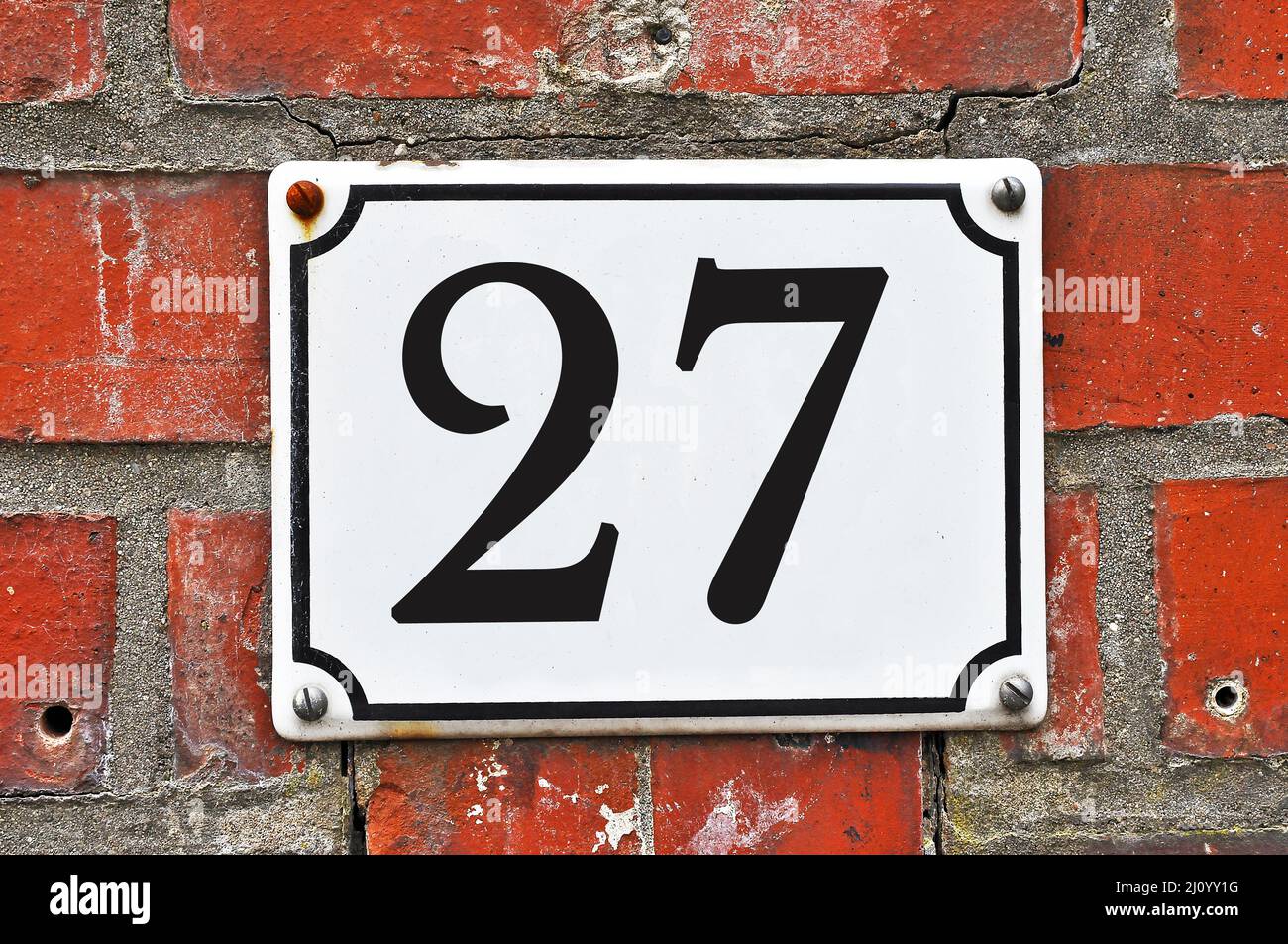 Sign of a street number 27 on a red brick wall Stock Photo - Alamy Sign of a street number 27 on a red brick wall Stock Photo - Alamy