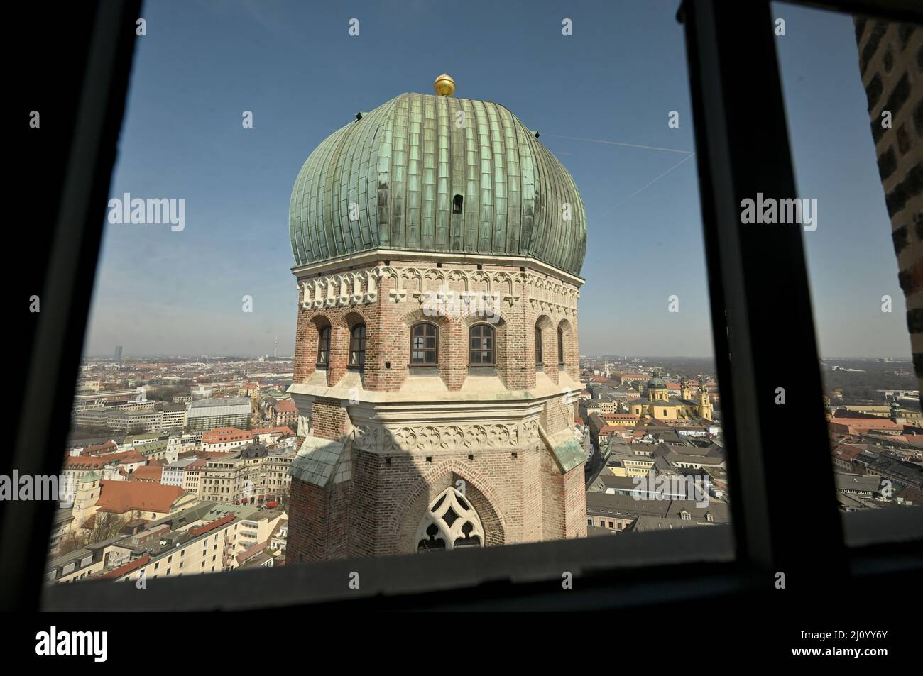 Munich, Germany. 21st Mar, 2022. View of the north tower from the ...