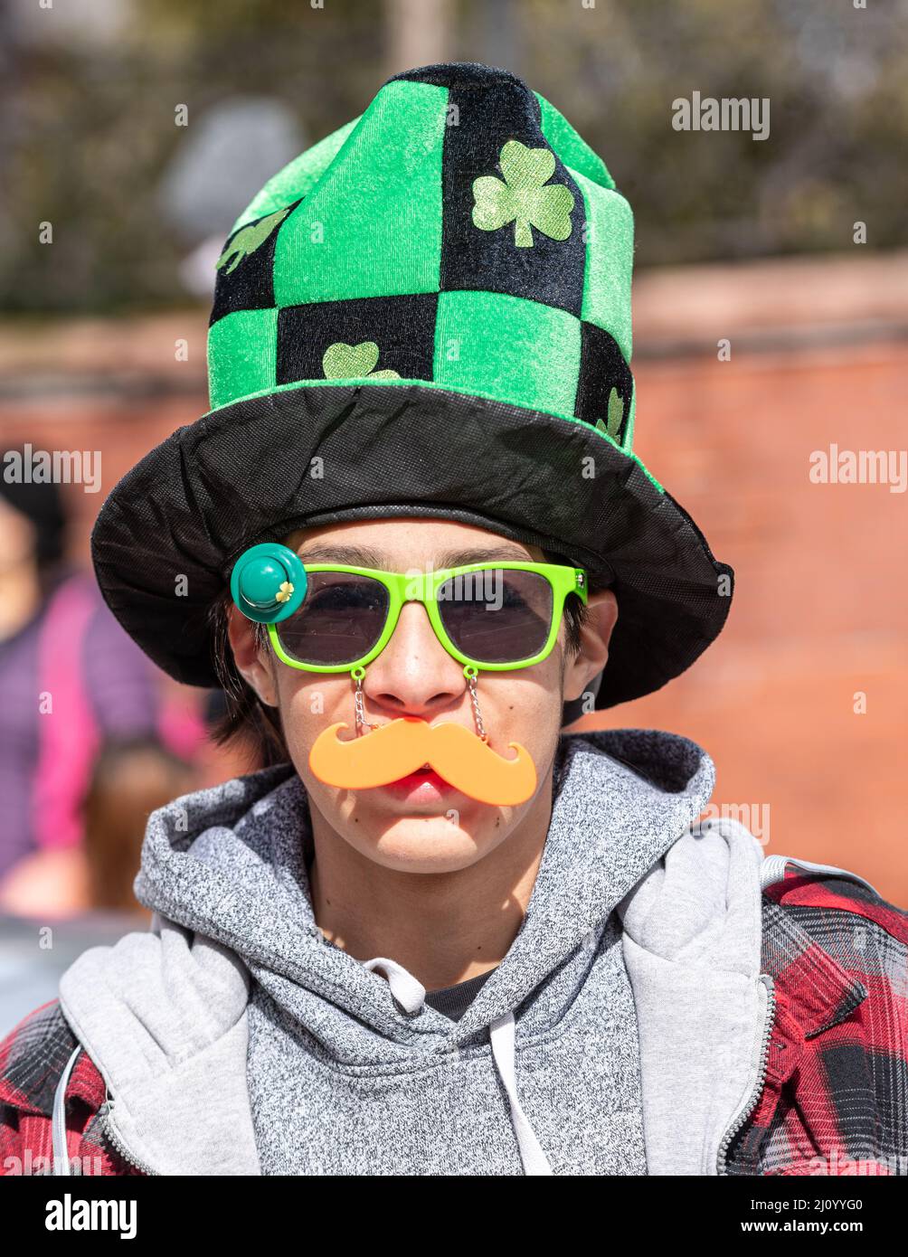 Young man in in the general public during the Saint Patrick ...