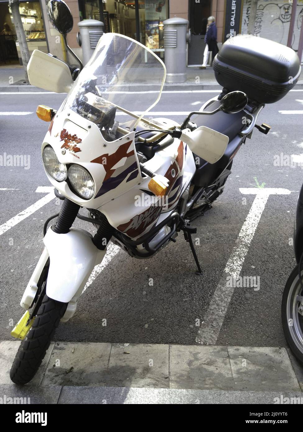 Classic racing sport motorbike running in the asphalt track Stock Photo ...