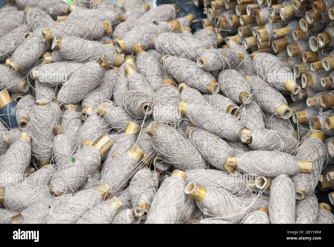 Group of threads made of cotton, textile industry in Guatemala ...