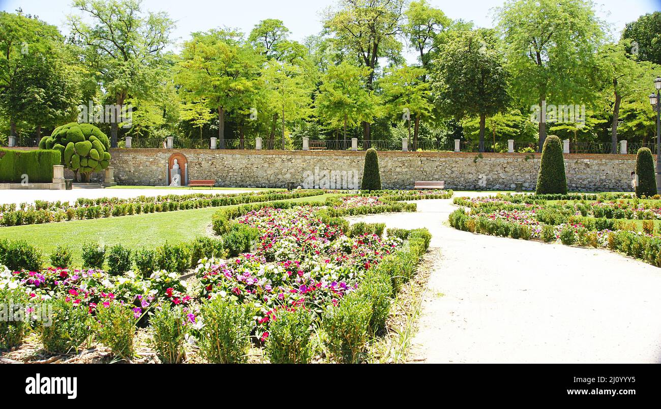 Overview of the gardens of El Retiro in Madrid, Spain, Europe Stock ...