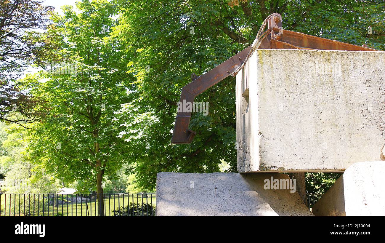 Concrete block sculpture in El Retiro Park in Madrid, Spain, Europe ...