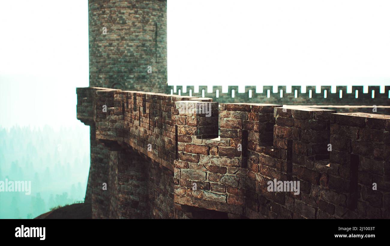 Old castle walls at the sunset Stock Photo - Alamy