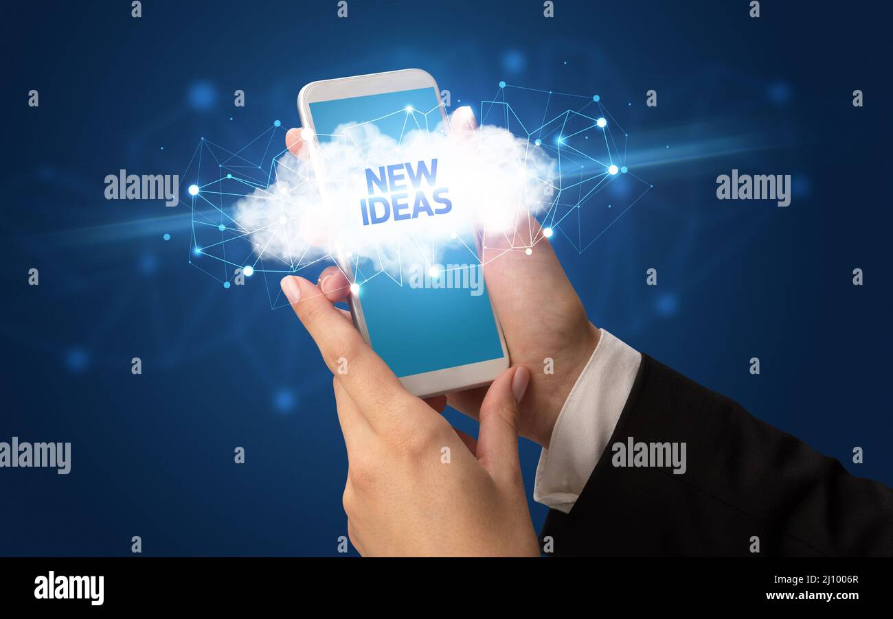 Hand using smartphone with cloud business concept Stock Photo - Alamy