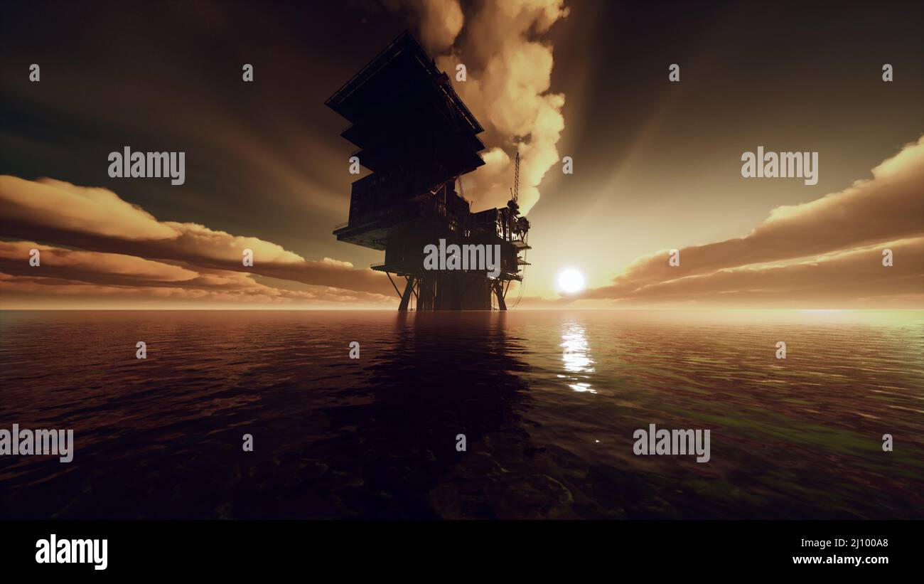 Offshore oil rig sunrise hi-res stock photography and images - Alamy