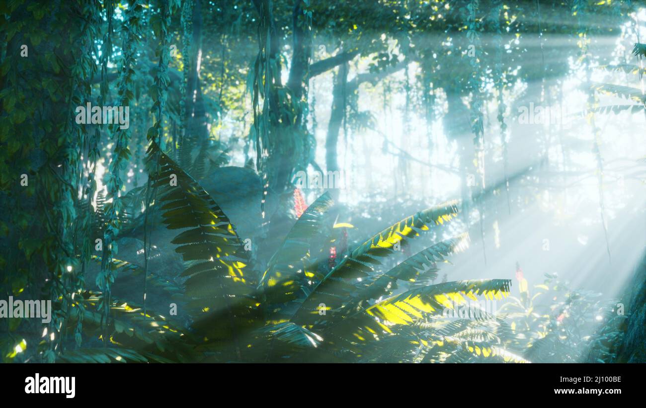 Deep tropical jungle in darkness Stock Photo - Alamy