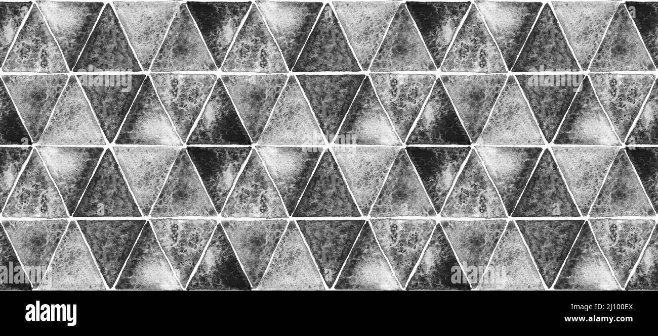 Dirty grunge geometric seamless pattern of black and white triangles ...