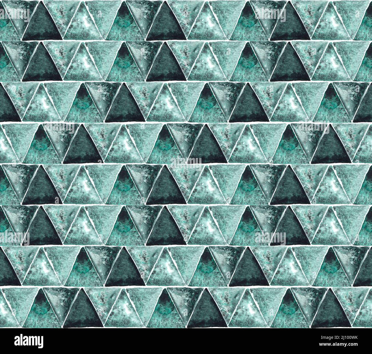 Geometric seamless pattern of green triangles, abstract fir trees ...