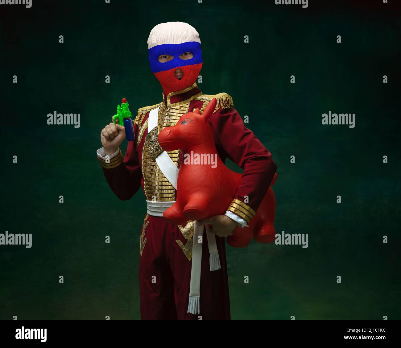 Portrait of man in suit as Nicholas II wearing red, white and blue ...