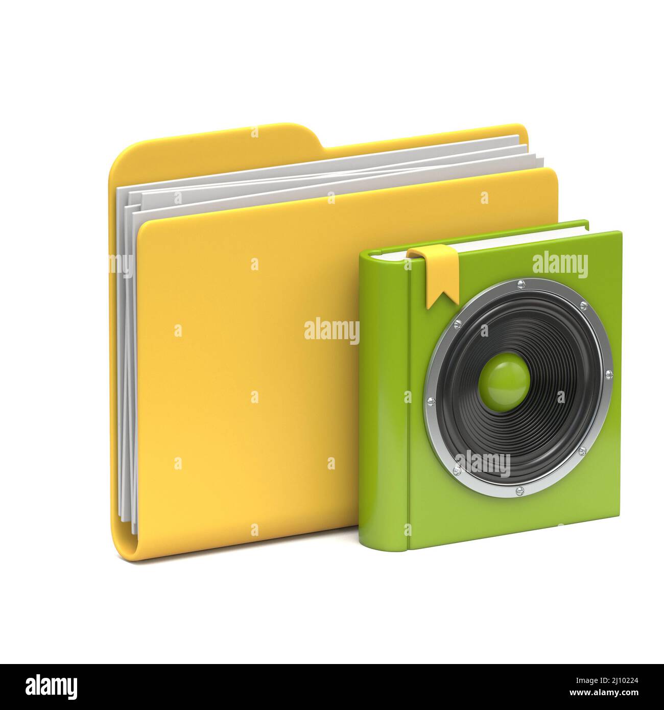 Yellow folder icon Audio book 3D Stock Photo - Alamy