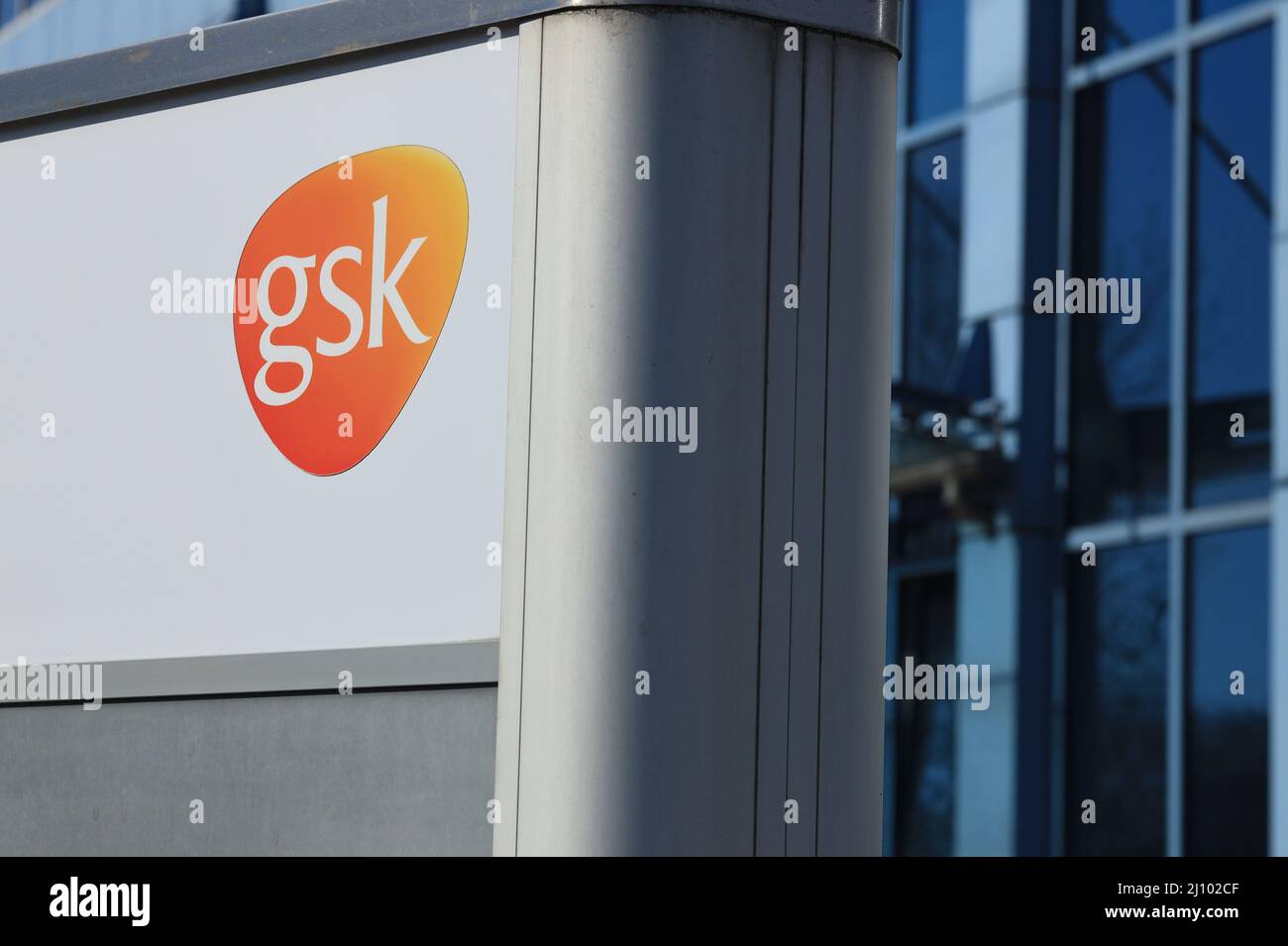 Poznan, Poland - March 21, 2020: Logo of GlaxoSmithKline Biologicals in ...