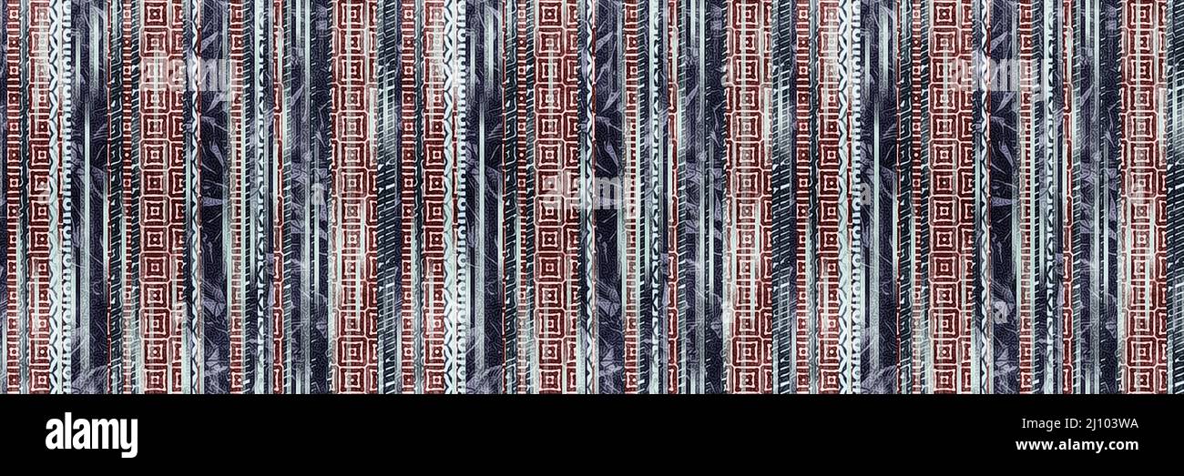 Seamless tribal ethnic stripe grungy border surface pattern design for ...