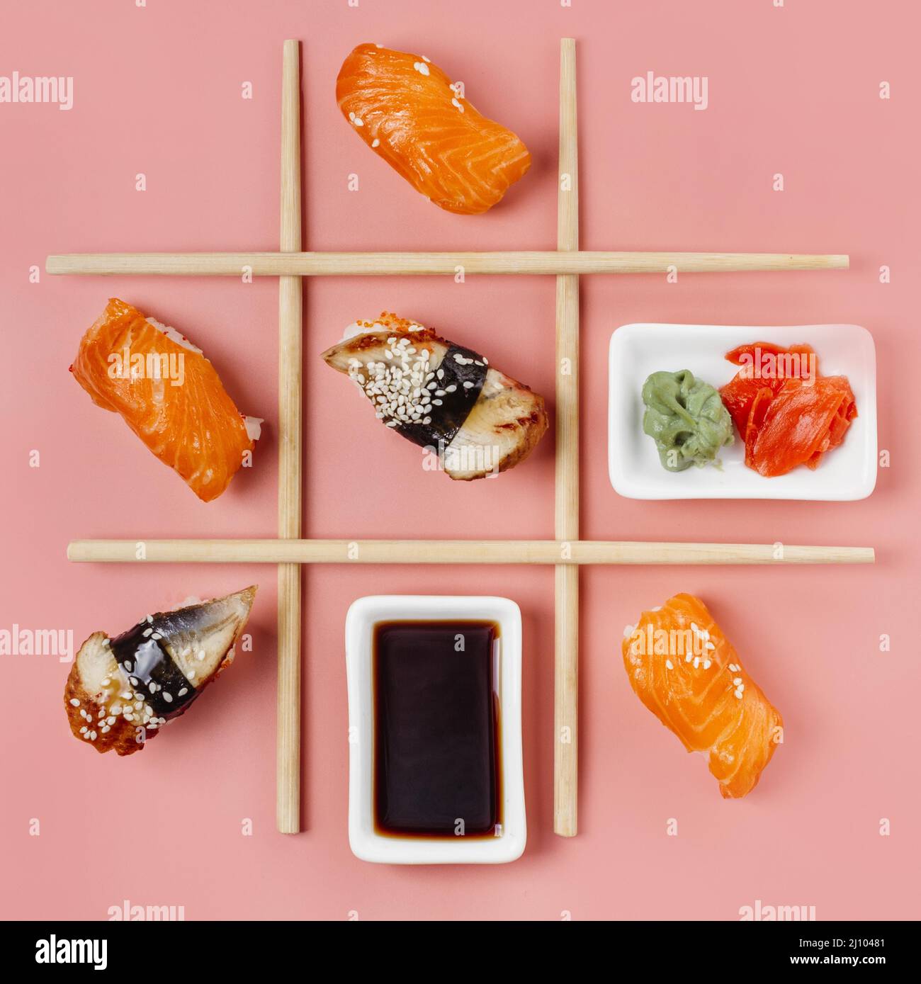 Top view traditional japanese sushi arrangement Stock Photo - Alamy