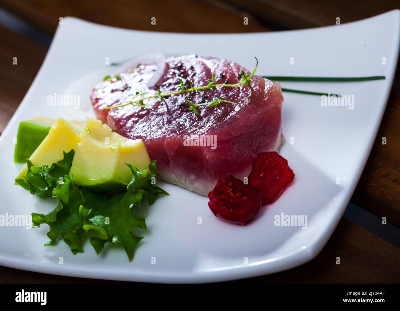 Delicious lightly fried tuna fillet Stock Photo - Alamy