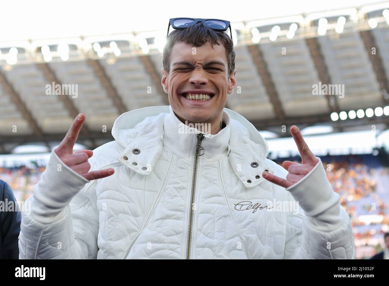 The italian singer Blanco before the Italian championship Serie A ...