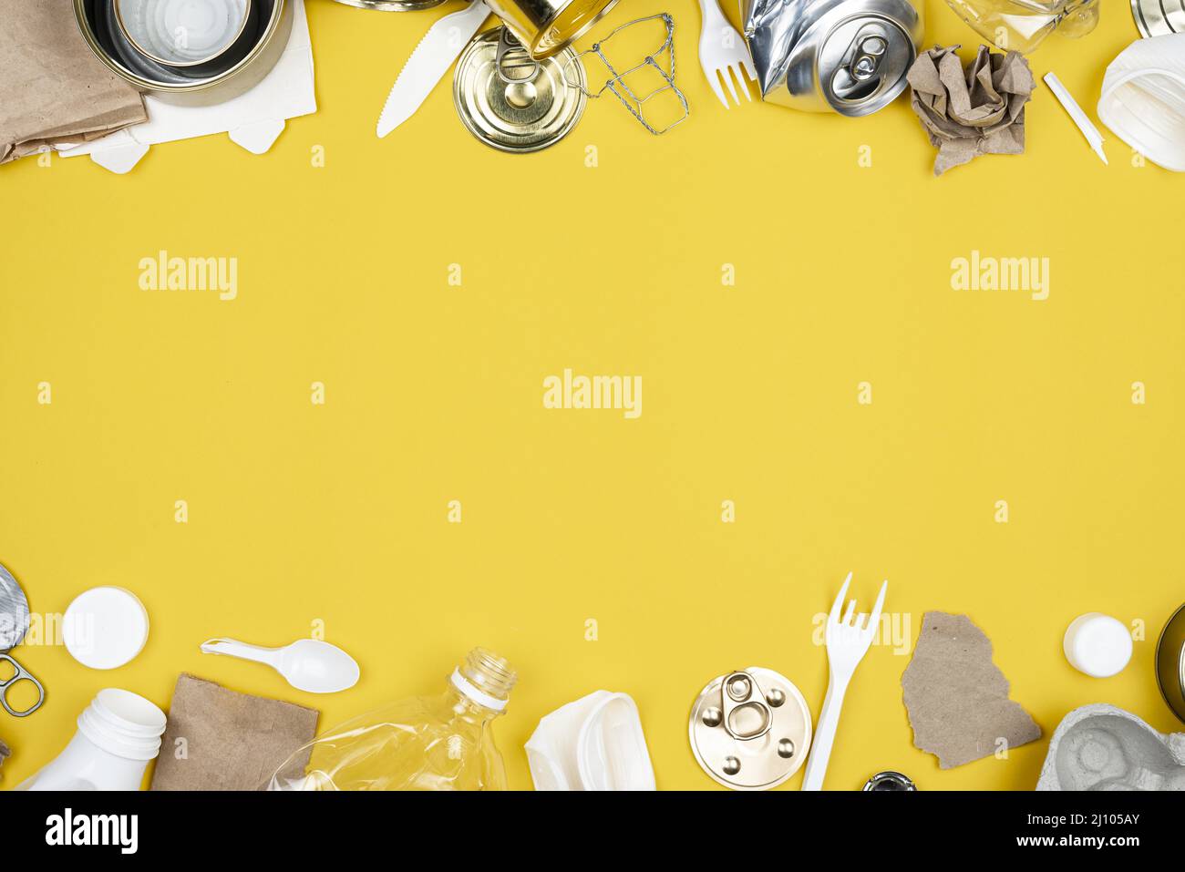 Flat lay recycling concept Stock Photo - Alamy