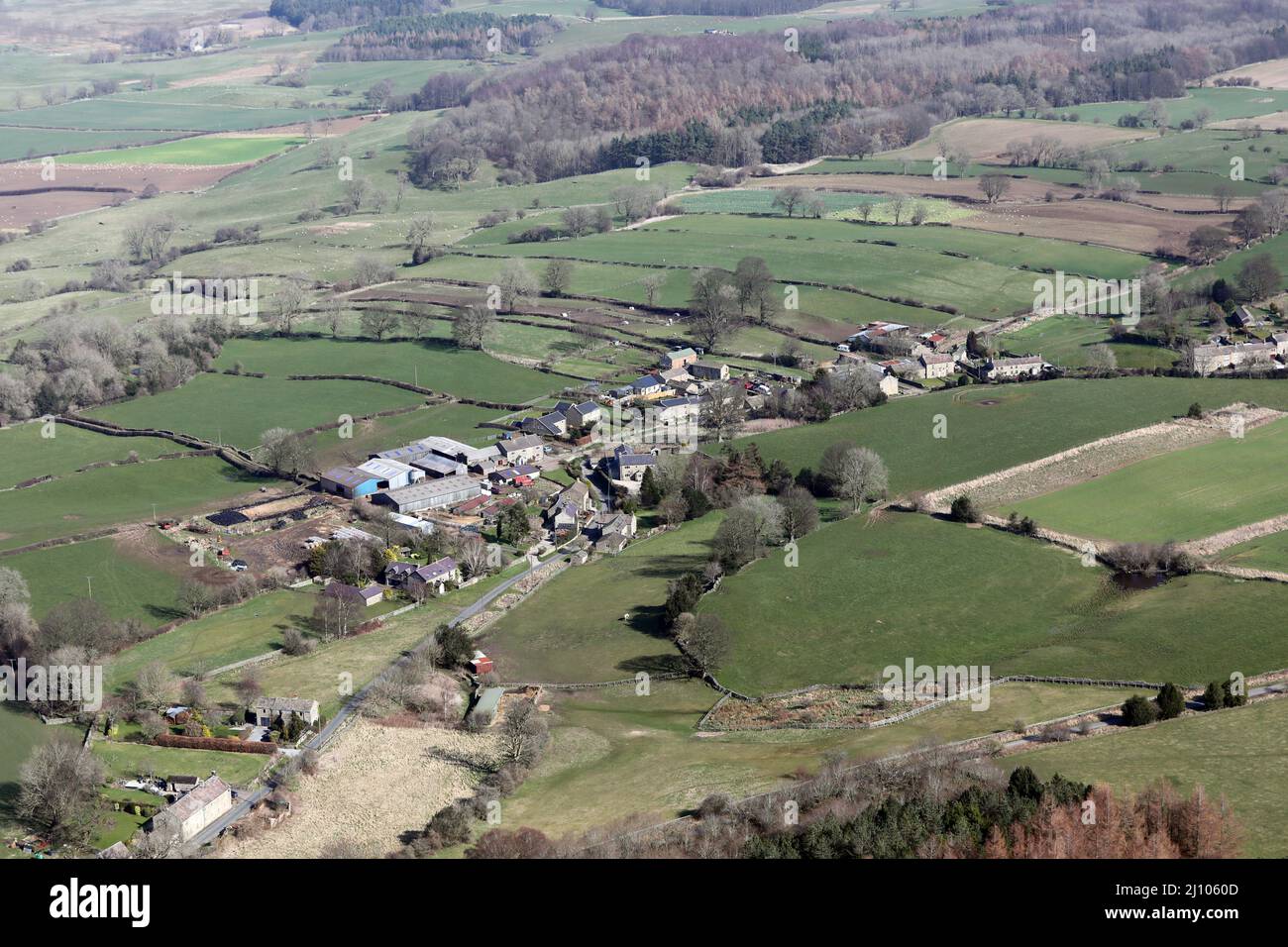 aerial view of Ellingstring village near Masham, North Yorkshire Stock ...