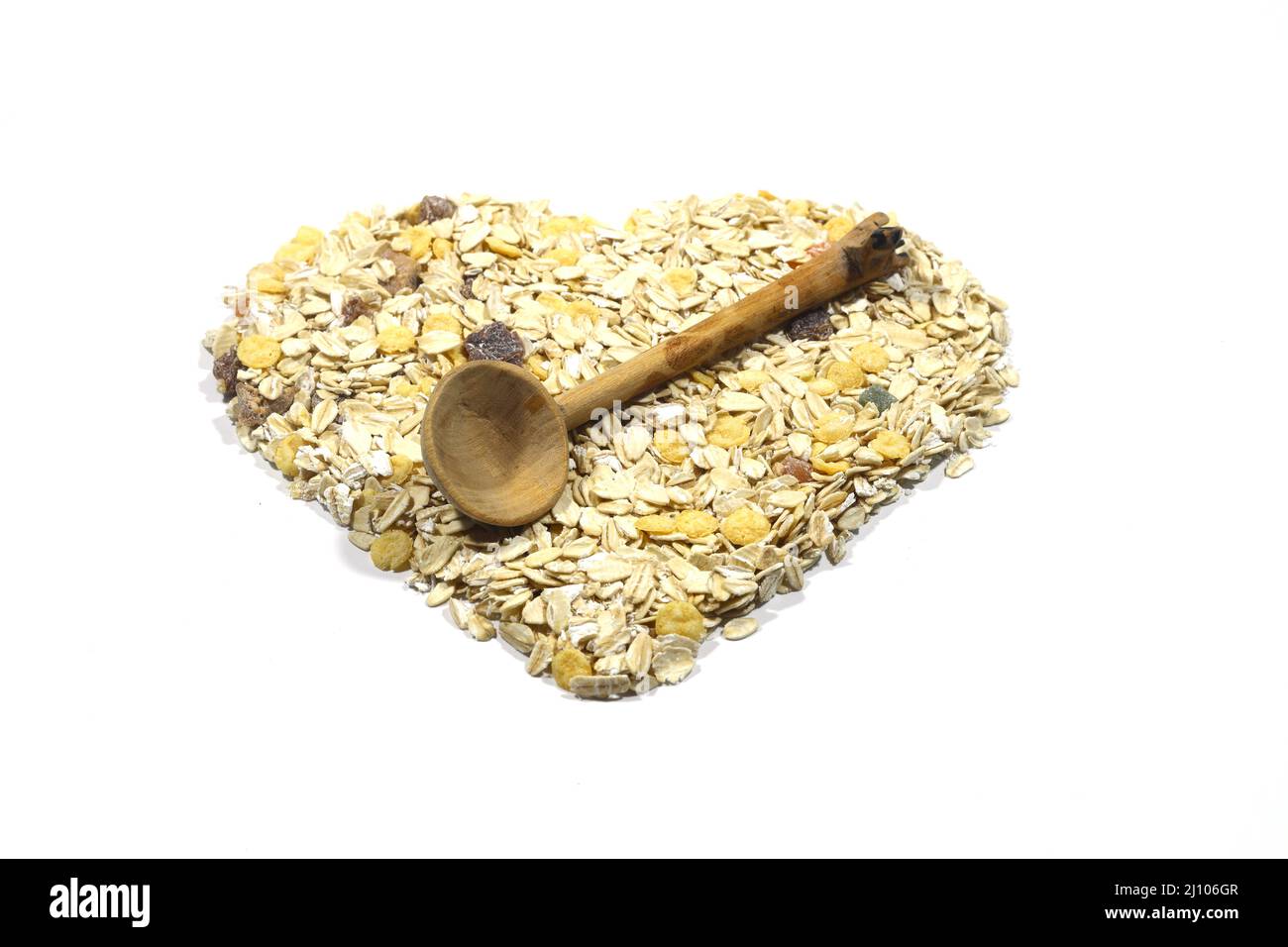 Oatmeal heart isolated on a white background, with place for an ...