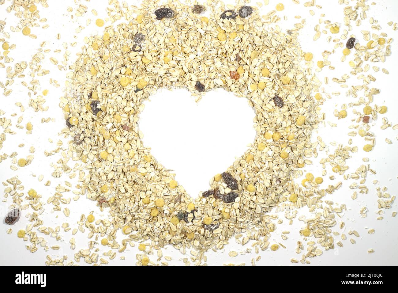 Oatmeal heart isolated on a white background, with place for an ...