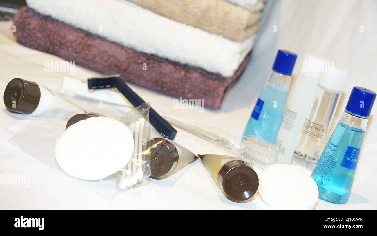 Products for personal hygiene in a bathroom Stock Photo - Alamy