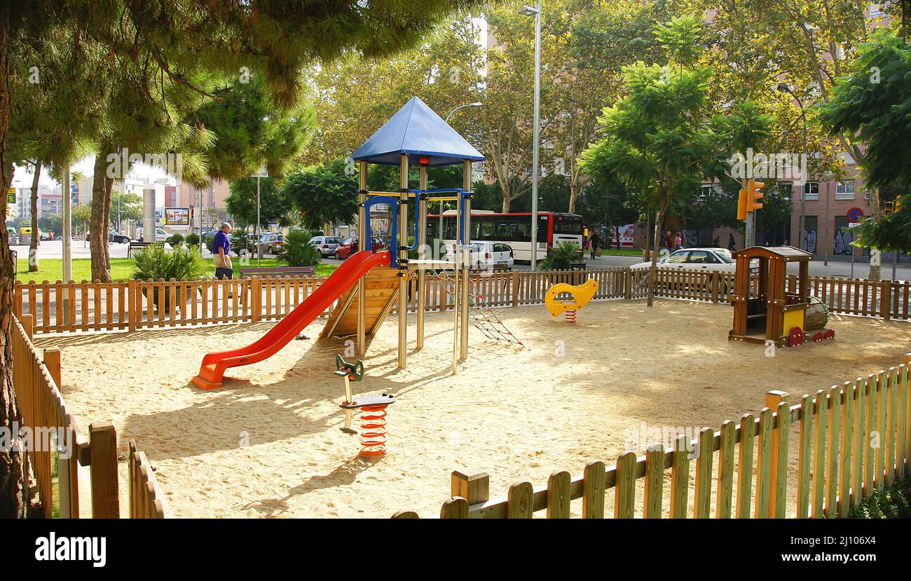 Gardens with playground in Plaça de Ca N'Ensenya in Nou Barris ...