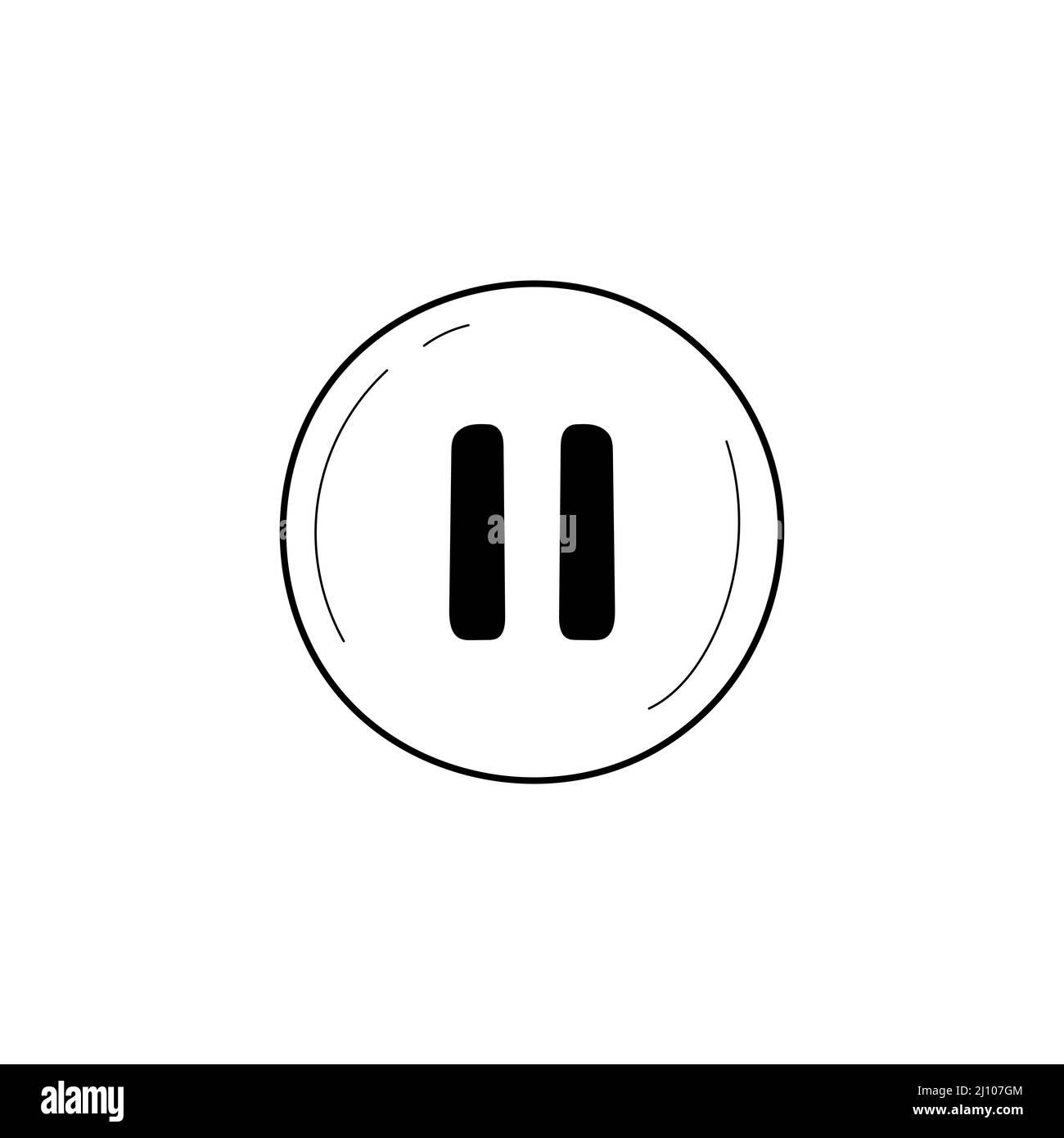 Pause doodle outline icon. Pause isolated button drawing element ...