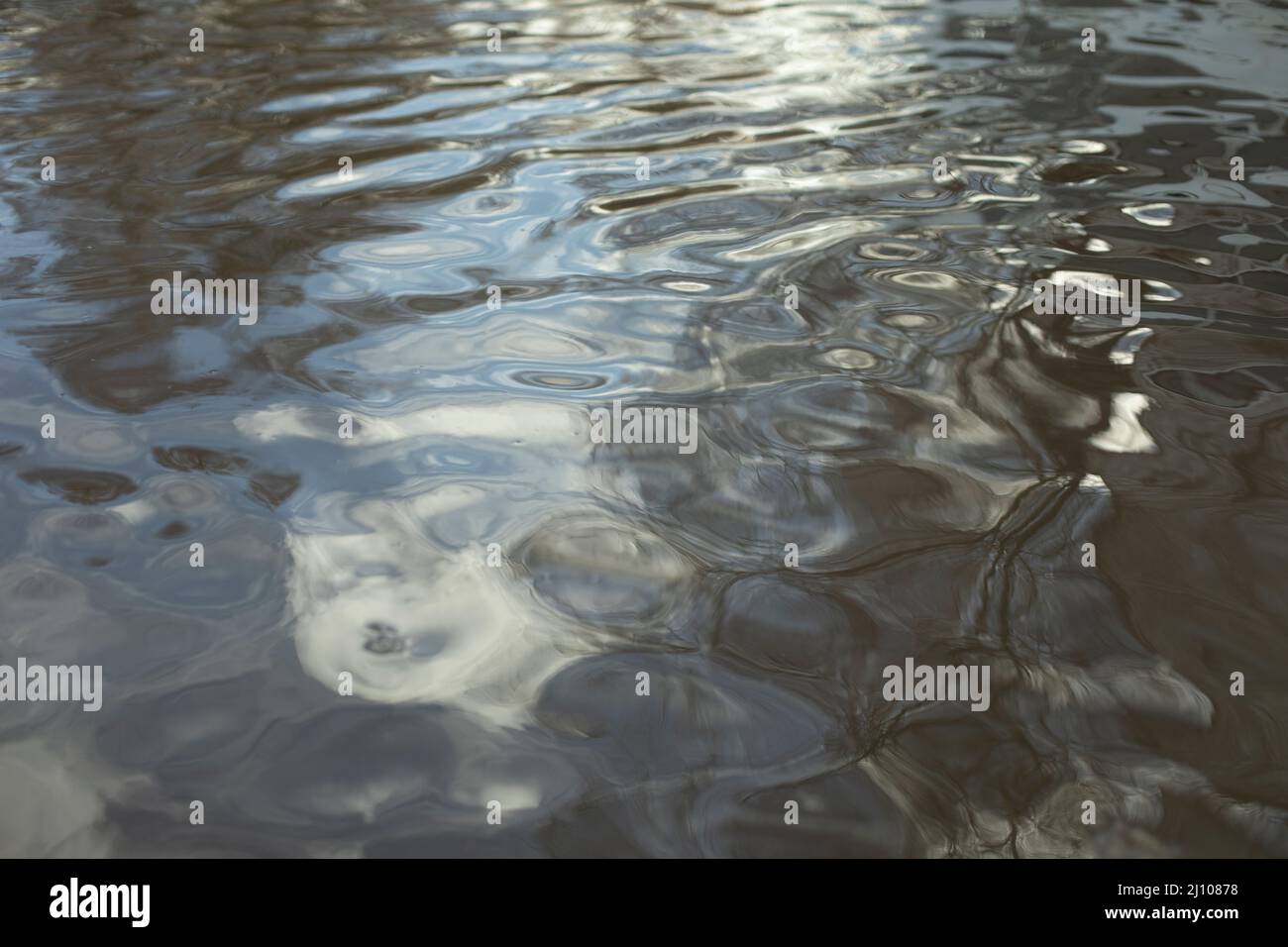 Water in spring. Texture of surface of water. Puddle is in details ...
