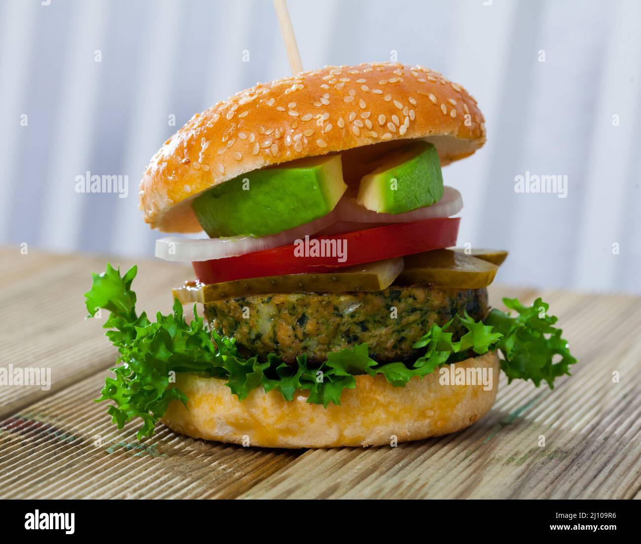 Vegan burger with greens Stock Photo - Alamy