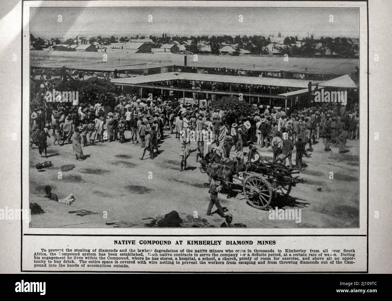 Native Compound at Kimberley Diamond mines Black and white photograph ...