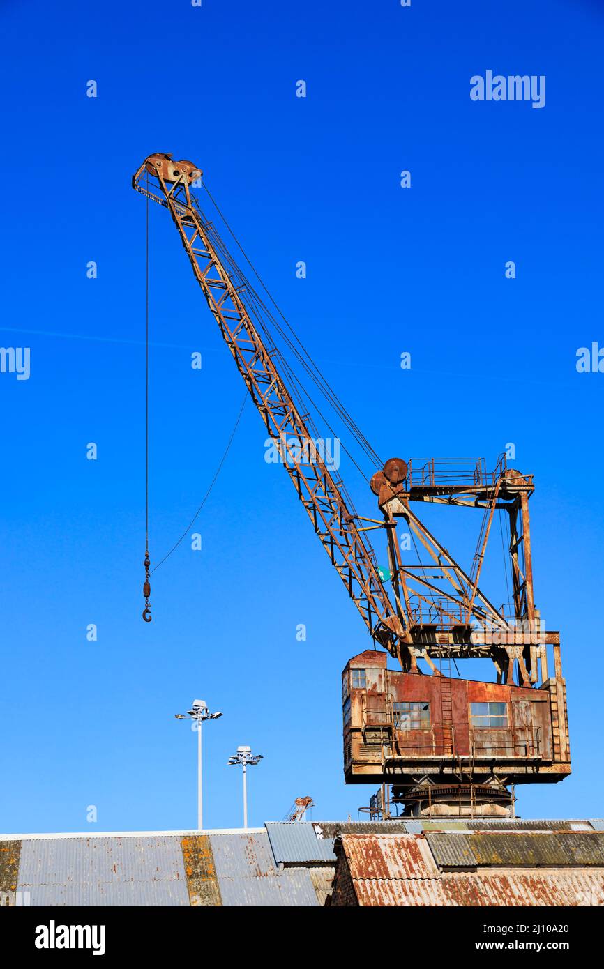 Old dockyard crane, Chatham Historic Dockyard, Kent, England Stock ...